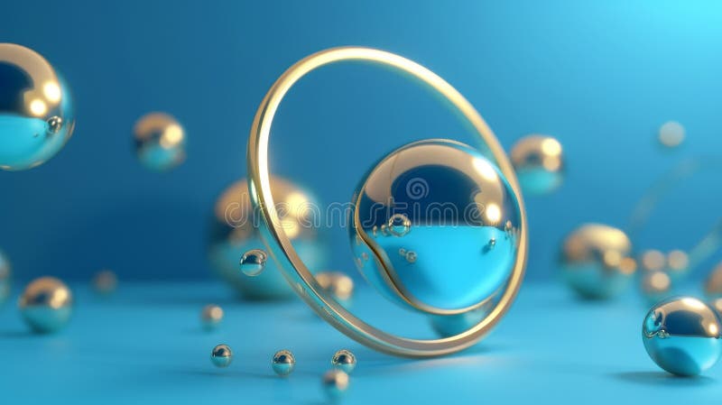 This is a 3D Render of Blue Futuristic Background, with Floating Balls ...