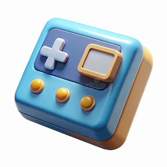 3D Render of Blue Game Controller Icon with Buttons and Display for ...
