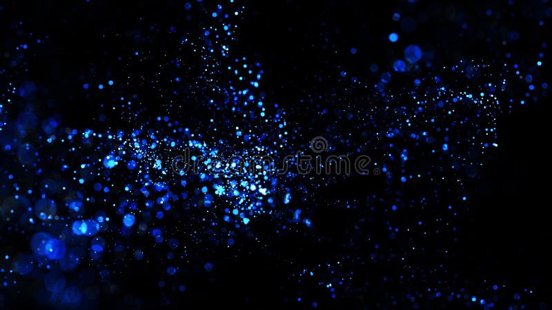 3d Render. Blue Glowing Particles Circles in the Air Stock Illustration ...