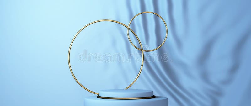 3d Render of Blue and Gold Podium. Background with Geometric ...