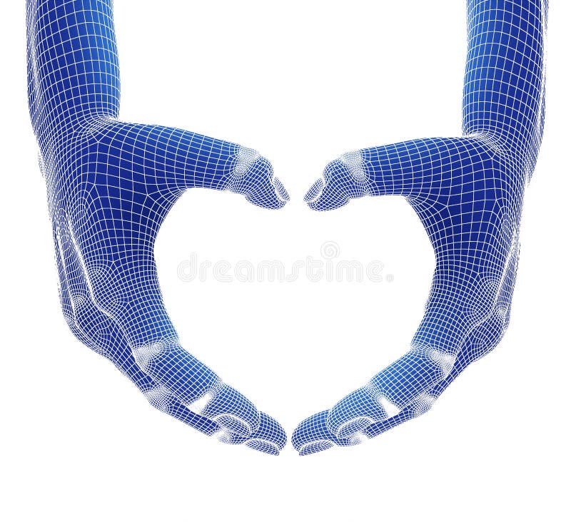 3d render, blue Hand stock illustration. Illustration of abstract ...