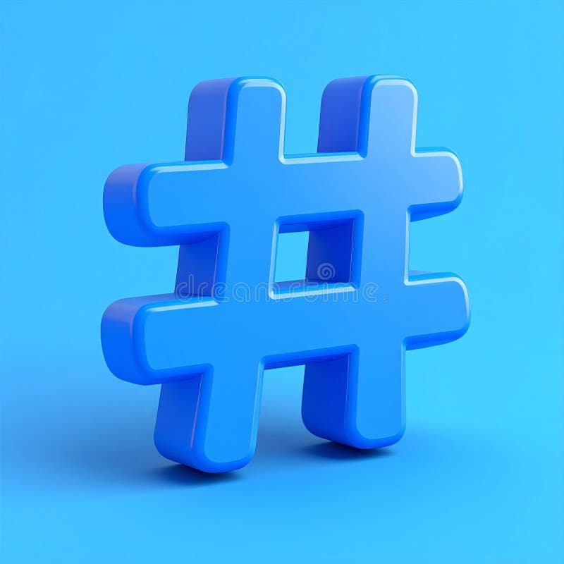 3d Hashtag Symbol. Glowing Glossy Metallic Font with Orange Lights ...