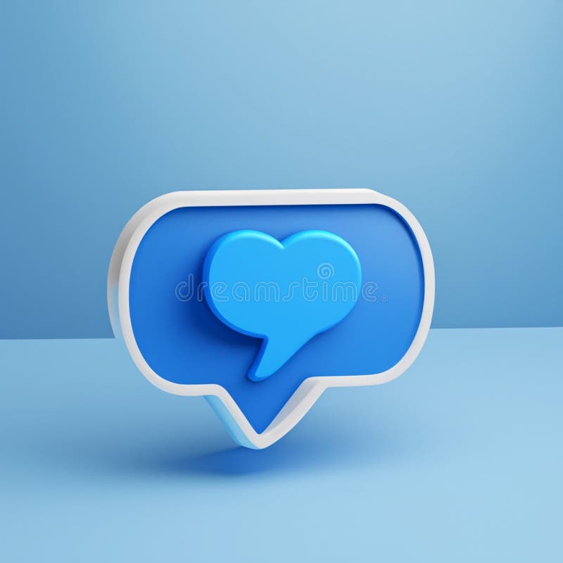 3d Render of Blue Like Icon in Speech Bubble, Social Medias Concepts ...