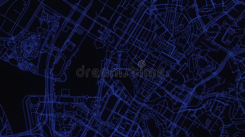 3d Render Blue Line of Street City Map Stock Illustration ...