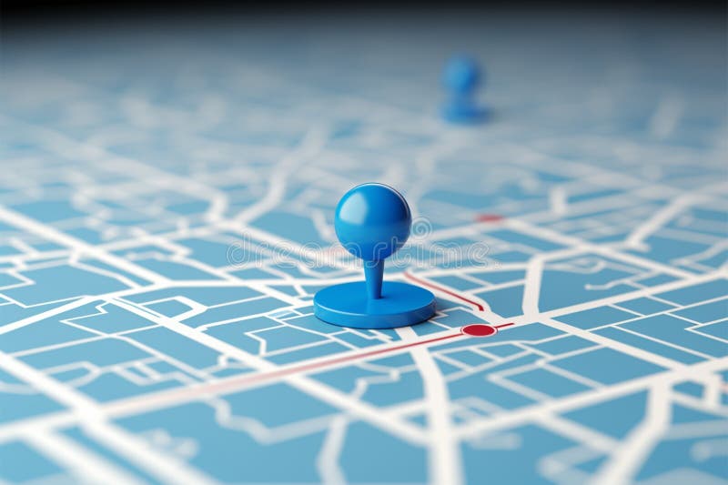 3D Render, Blue Location Point on Map with Copy Paste Space Stock ...