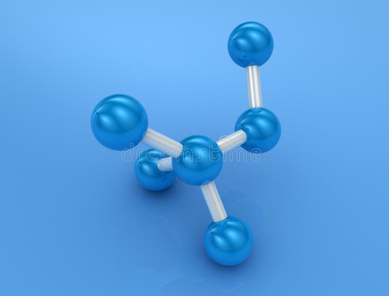 3d render of blue molecule stock illustration. Illustration of human ...