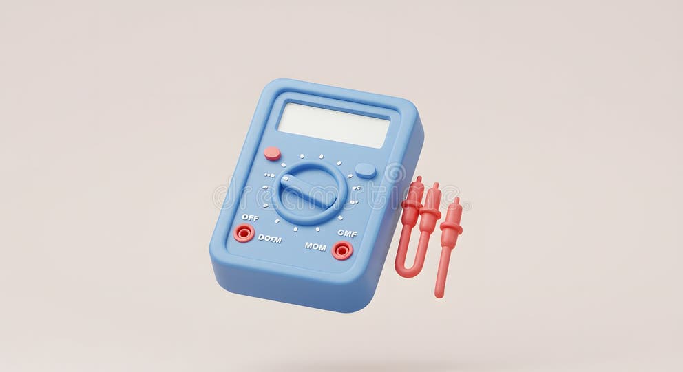 3D Render of a Blue Multimeter Electrical Testing Device with Probes ...