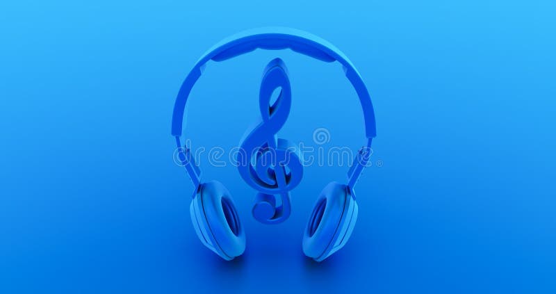 Blue Musical Notes with Headphone in the Middle, Concept Music Stock ...