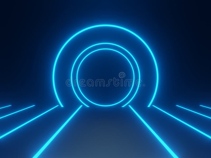 3D Blue Neon Lights Background Stock Illustration - Illustration of ...