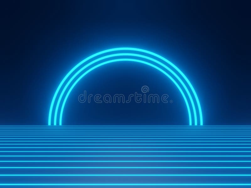 3D Blue Neon Lights Background Stock Illustration - Illustration of ...