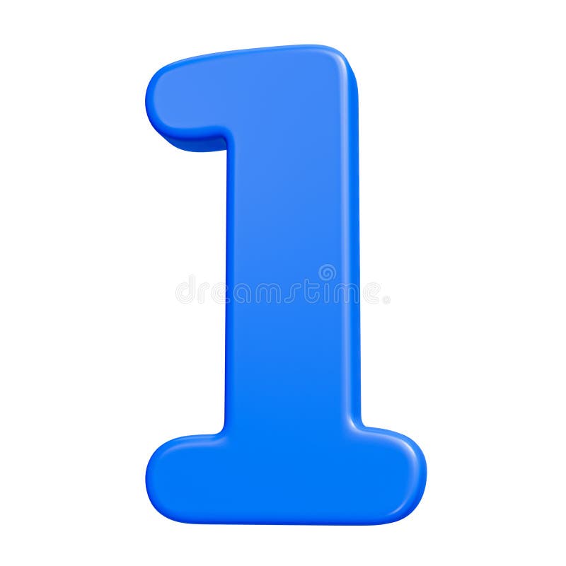 3d Render, Blue Number 1 on White Background Stock Illustration ...