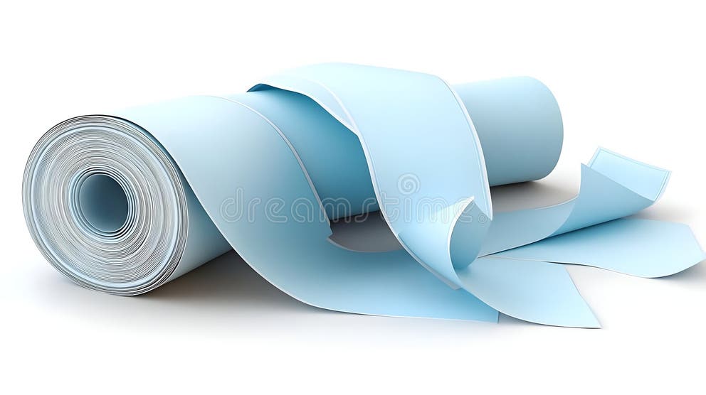 3D Render of a Blue Paper Roll Unfolding Stock Illustration ...
