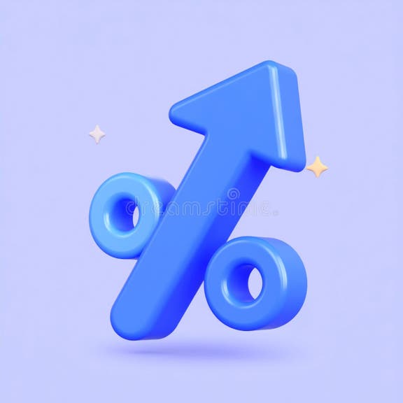 3D Render of Blue Percentage Increase Arrow Stock Illustration ...