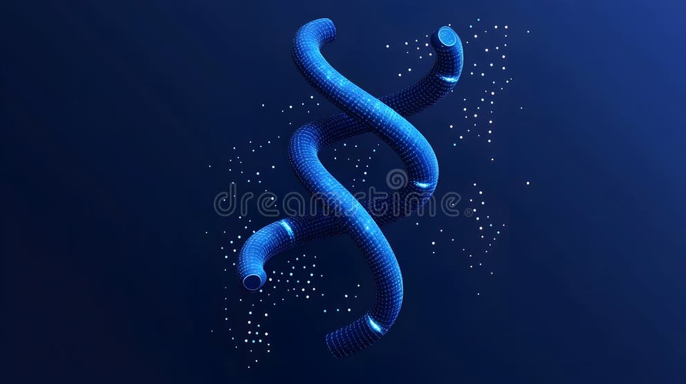 3d Render of a Blue Pixelated Dna Structure Against Dark Blue ...