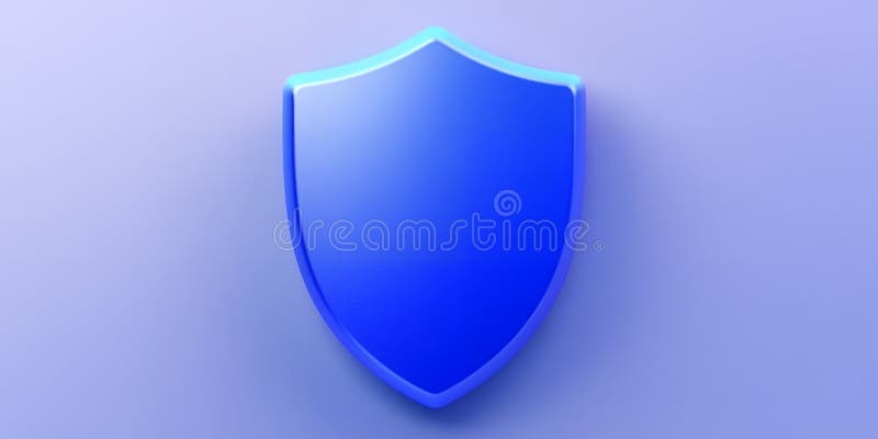 3D Render of a Blue Protective Shield Icon Security Symbol Digital ...