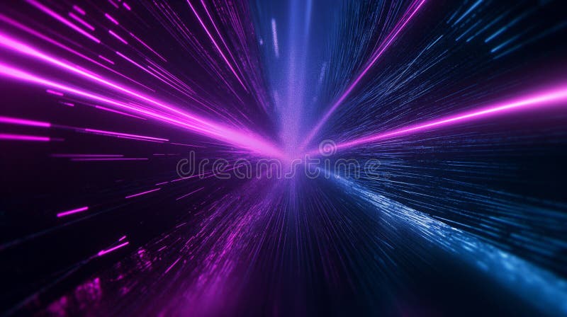3d Render, Blue Purple Light Line through Dark Background, Hyper Speed ...