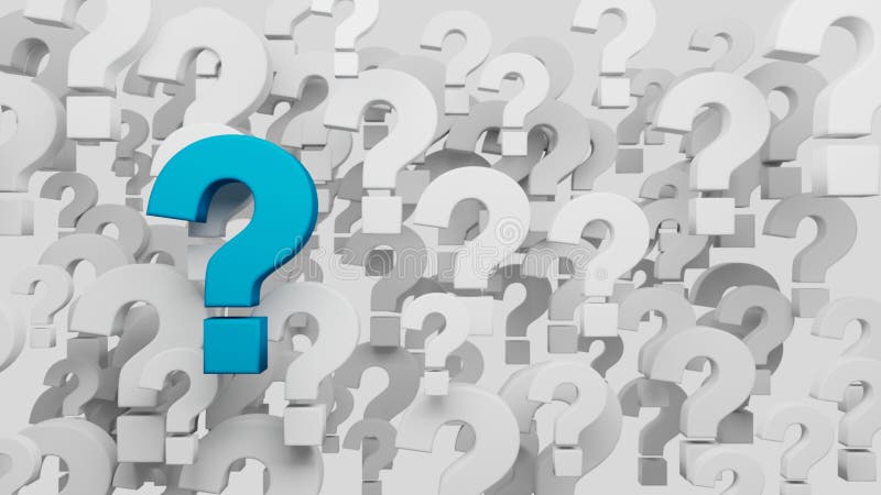 3D Render of Blue Question Mark with Backdrop of White Ones Stock ...