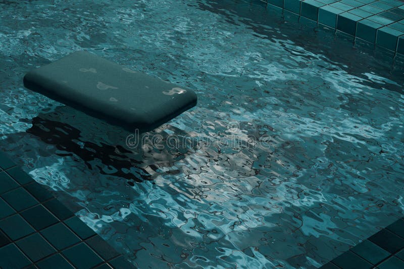 3d Render of Blue Raft Floating in Clear Pool Stock Illustration ...