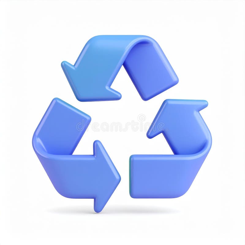 3D Render of Blue Recycling Arrows Symbol Stock Illustration ...
