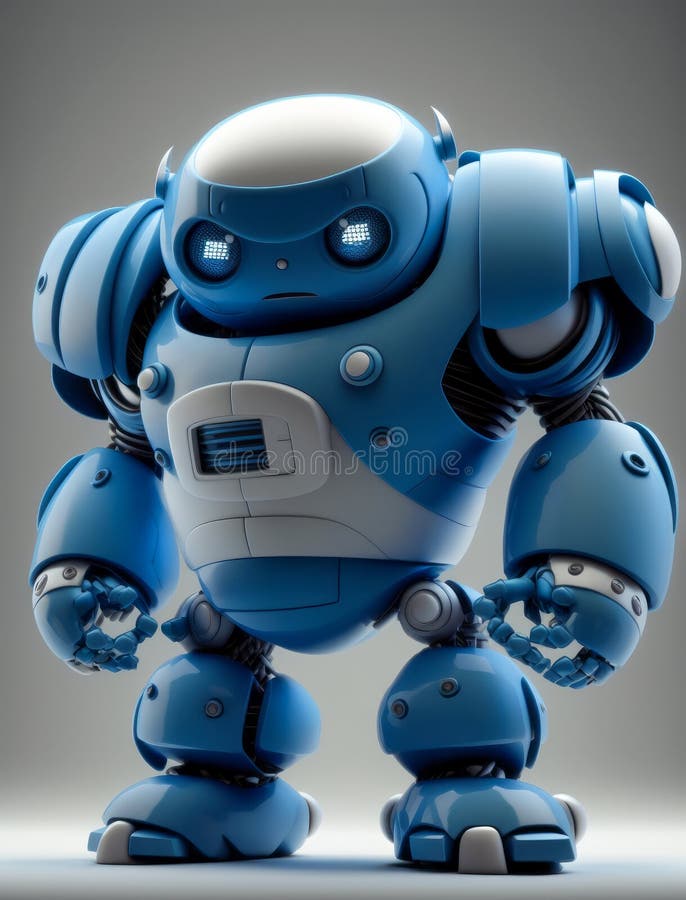 3d Render of Blue Robot on Grey Background. Generative AI Stock ...