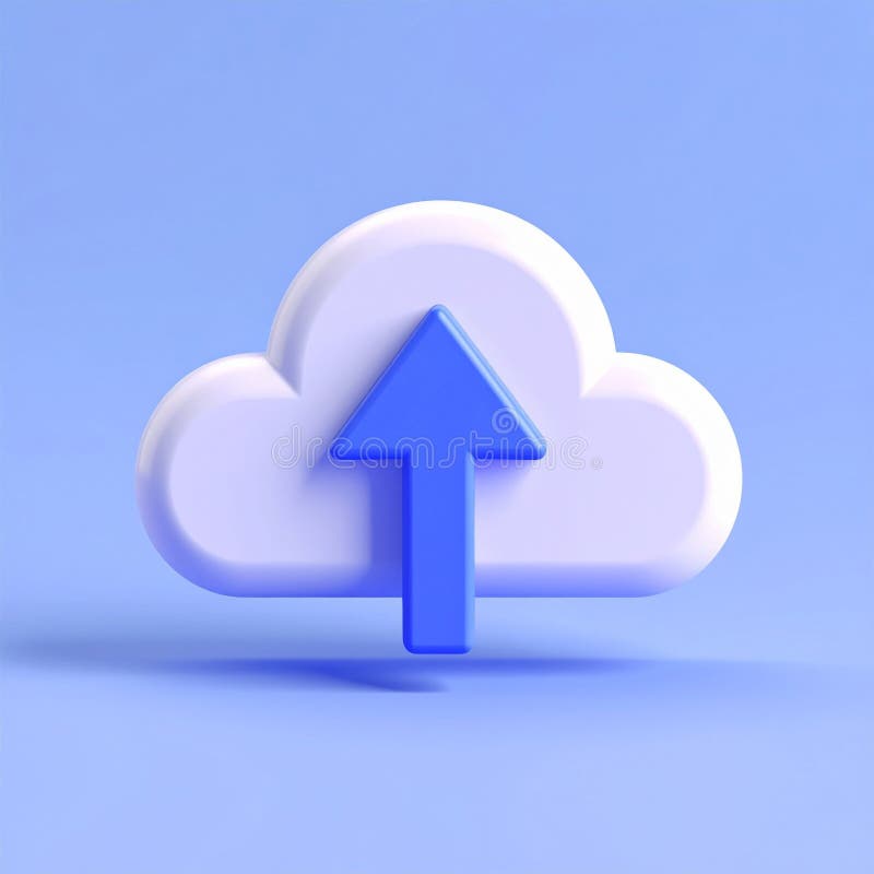 3D Render of Blue and White Cloud Upload Icon Stock Illustration ...