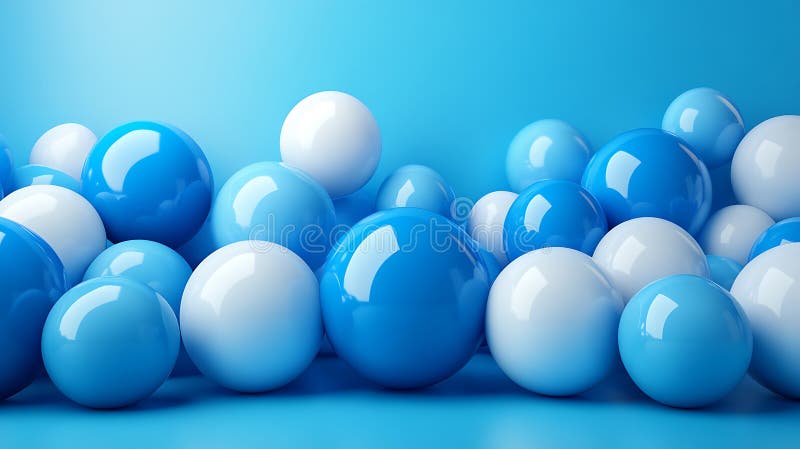 3d Render of Blue and White Spheres with Glossy Reflections Arranged ...