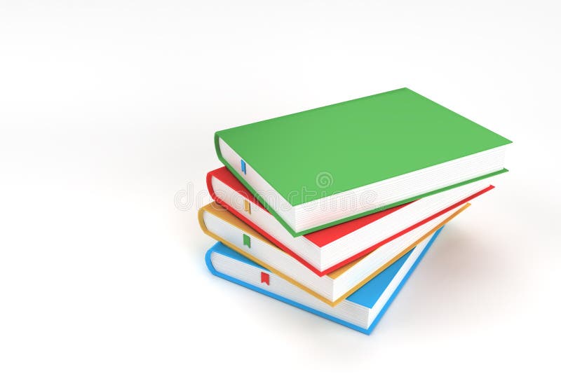 3D Render Books Stack of Book Covers Colorful Textbook Bookmark Design ...