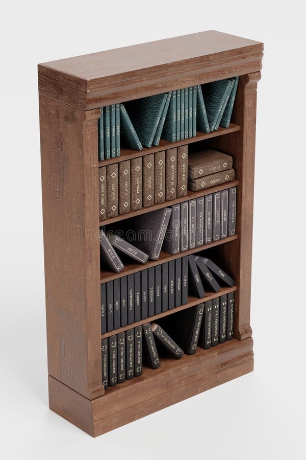 3D Render of Bookshelf with Books Stock Illustration - Illustration of ...