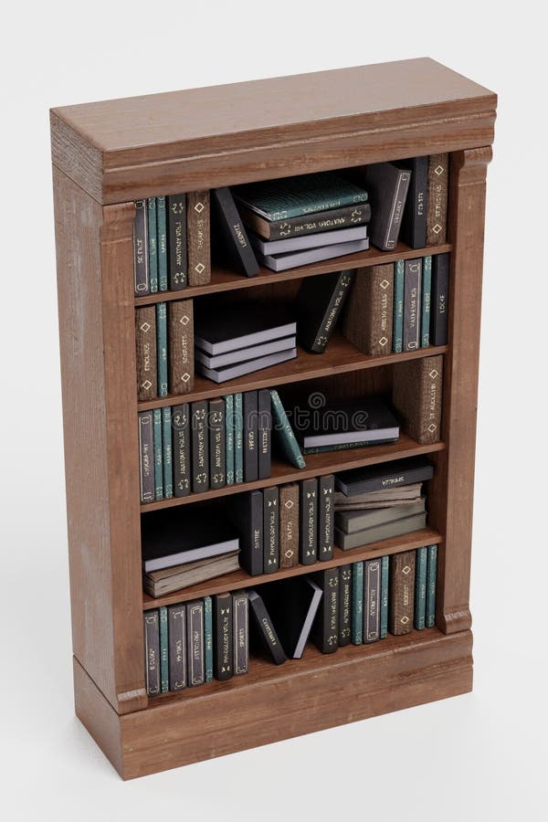 3D Render of Bookshelf with Books Stock Illustration - Illustration of ...