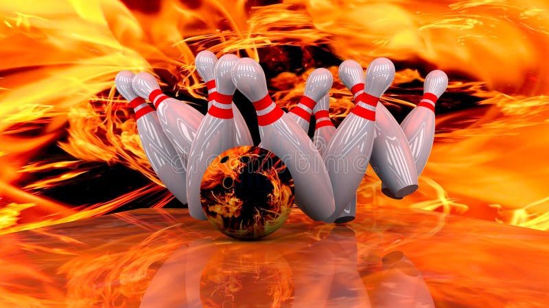 3d Render of a Bowling Ball Crashing into the Pins Stock Illustration ...