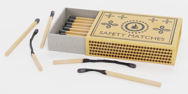 3d Render of Box of Matches Stock Illustration - Illustration of head ...
