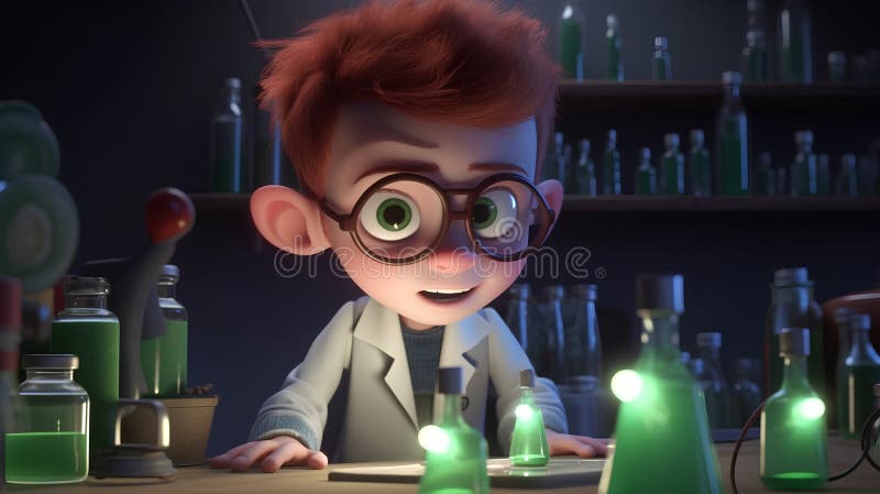 3d Render of a Boy in a Science Lab with Science Equipment Stock ...