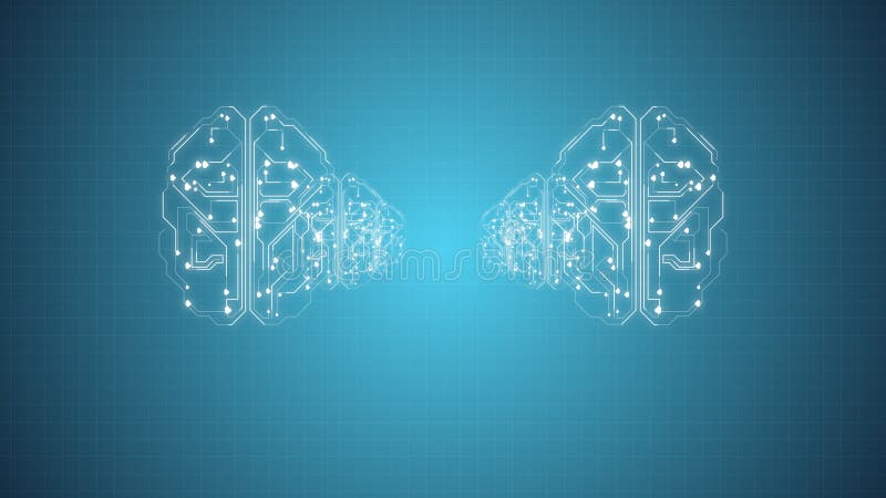3D Render Brain Animation, Deep Learning Modern Computer Technologies. Stock Illustration ...