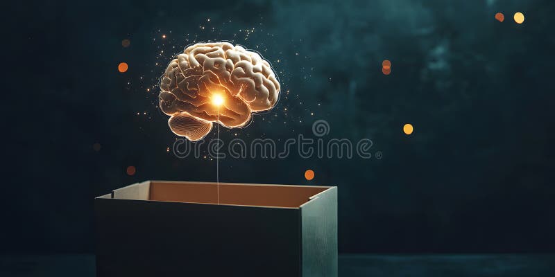 3d Render Brain Idea Out of the Box Stock Illustration - Illustration ...