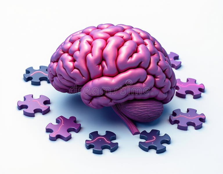 3D Render of Brain with Puzzle Pieces - Problem Solving, Cognition, and ...