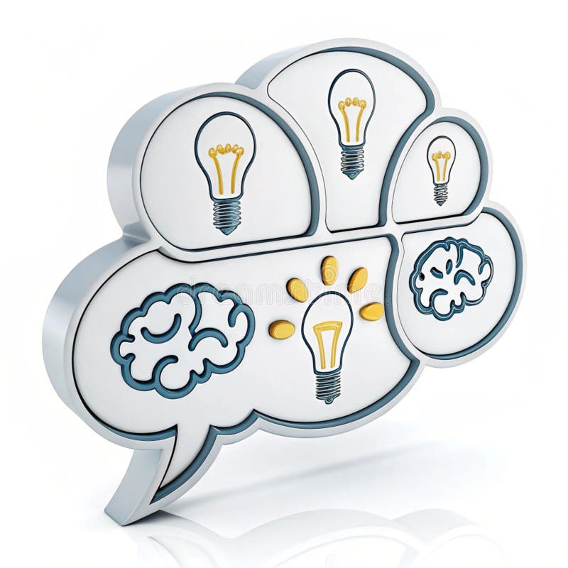 3D Render of Brainstorming Icon Isolated on Transparent Background ...