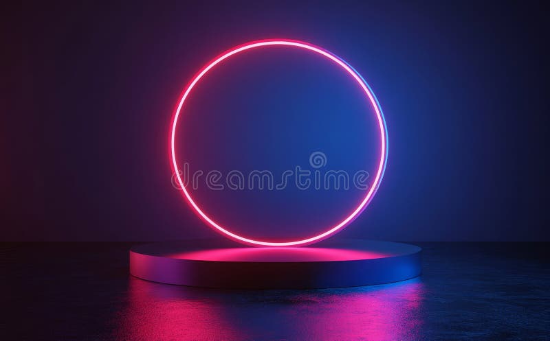 3D Render, Bright Colors, Round Screen, Ring Screen, Glowing Dots, Neon ...