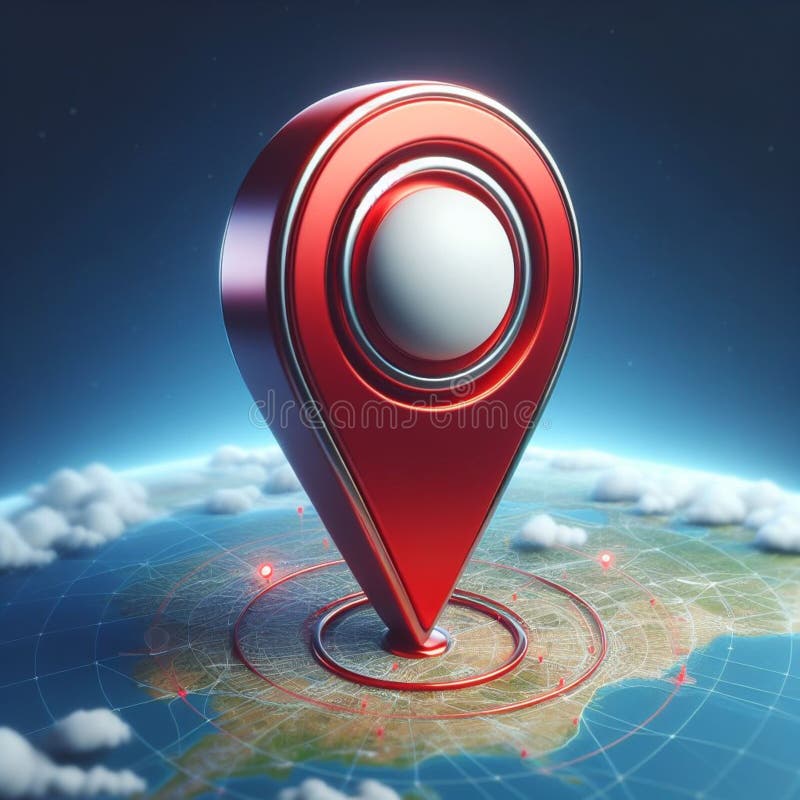 3d Render of a Bright Red Map Pin on a Digitally-stylized Earth ...