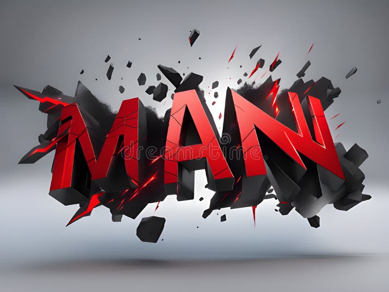 3d Render of a Broken Sign with Text Man Stock Illustration ...