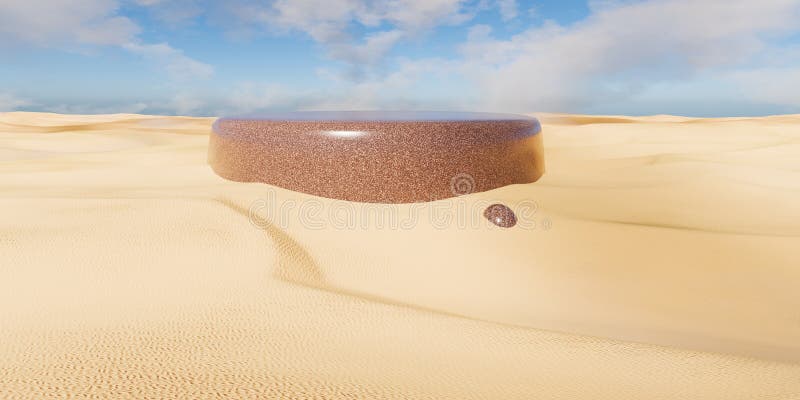 3D Render of Brown Granite Ball in Desert Stock Illustration ...