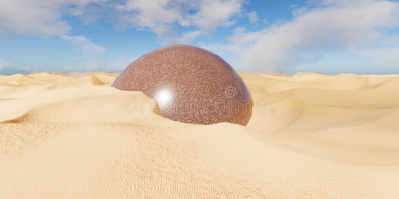 3D Render of Brown Granite Ball in Desert Stock Illustration ...