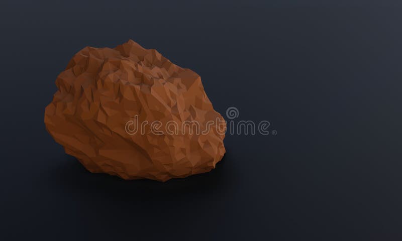 Brown Low Polygon Stone on Black Background Stock Illustration ...