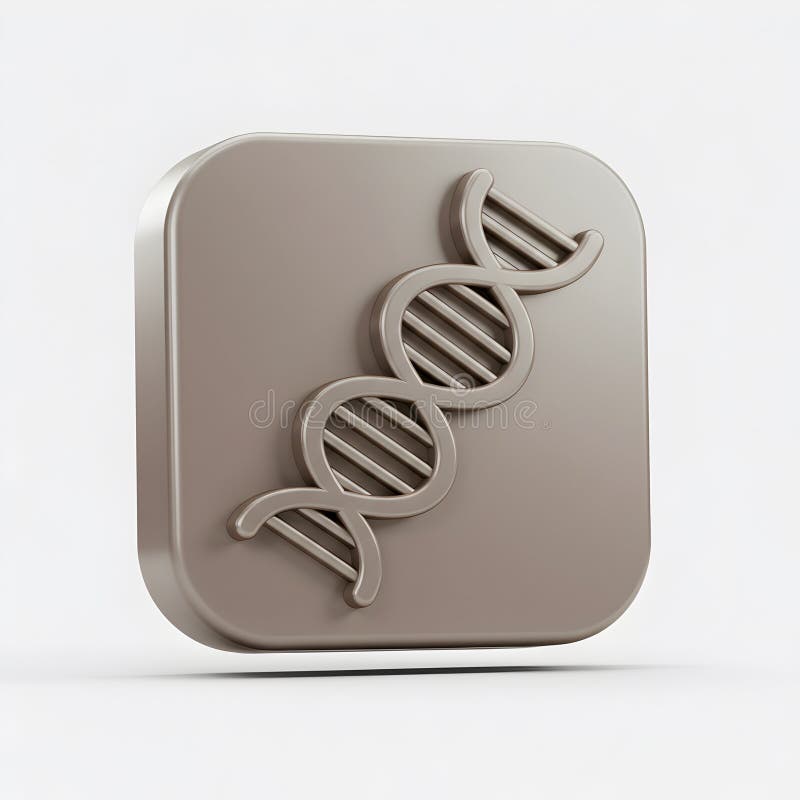 3D Render of a Brown Square App Icon Featuring a DNA Double Helix ...