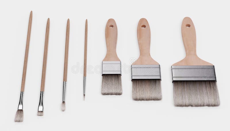 3d Render of Brushes stock illustration. Illustration of paint - 149063382