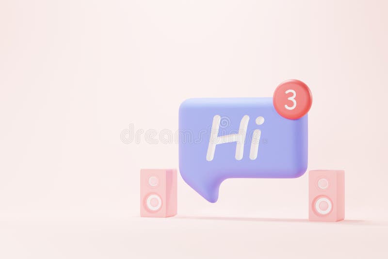 3d Render of Bubble Chat or Talk Bar with Notification. Social Media ...
