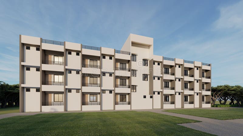 3D Render of Building in Different Angles and Views Stock Illustration ...