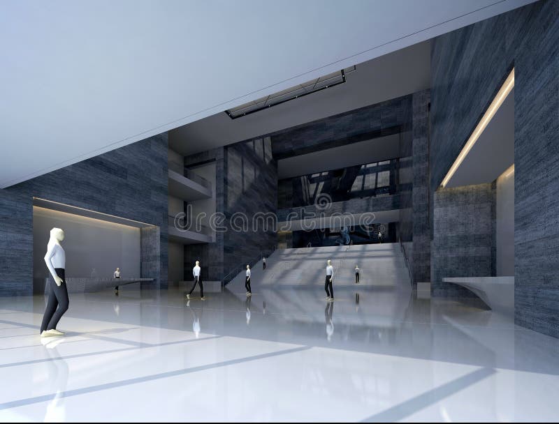 3d Render of Building Entrance Hall Stock Illustration - Illustration ...