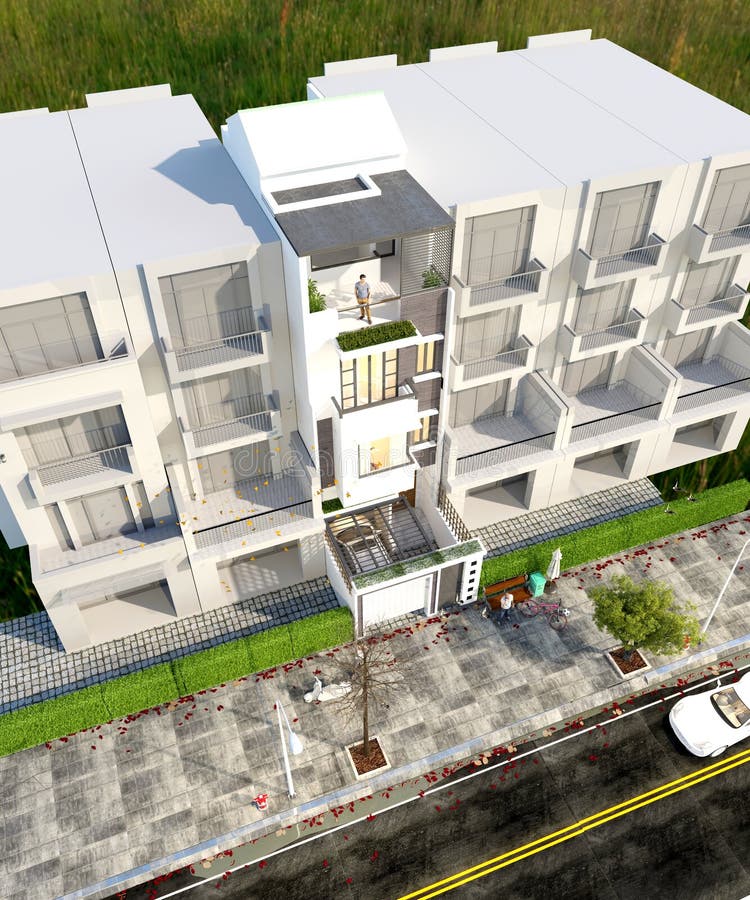 3d Render of Building Exterior Stock Illustration - Illustration of ...