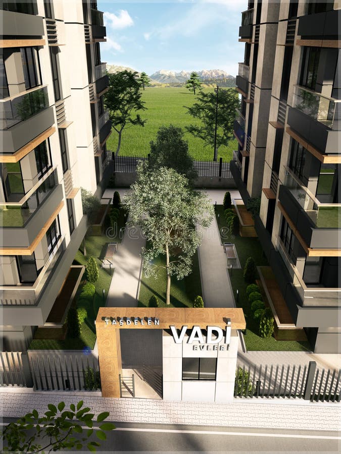 3D Render of Building Facade Design Editorial Image - Image of ...