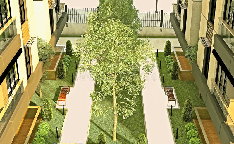 3d Render of Building Outdoor Stock Illustration - Illustration of ...